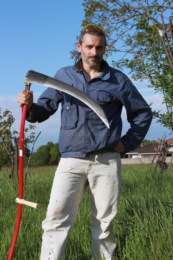 Man with scythe stock image. Image of summer, people - 24807379