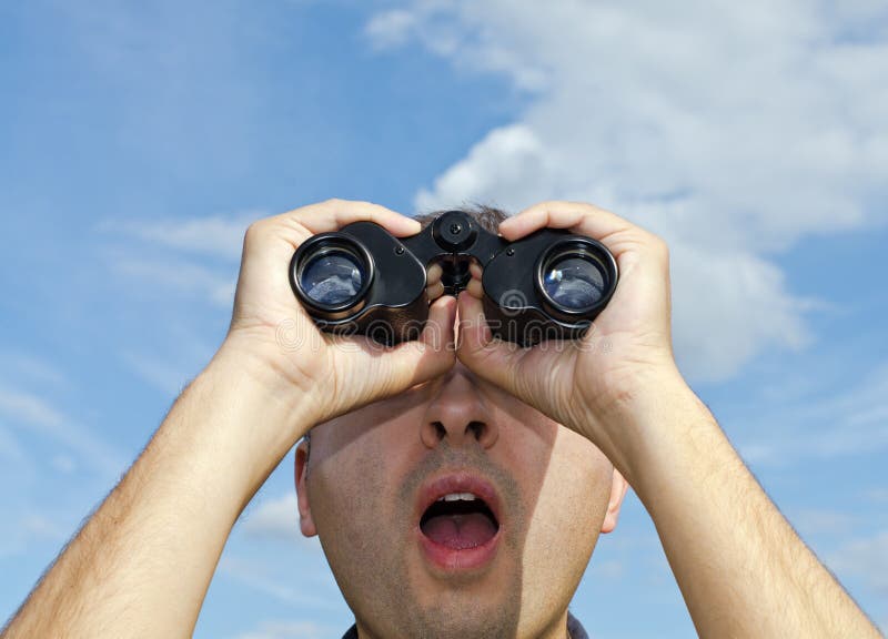 Man Searching with Binoculars. Stock Image - Image of people ...
