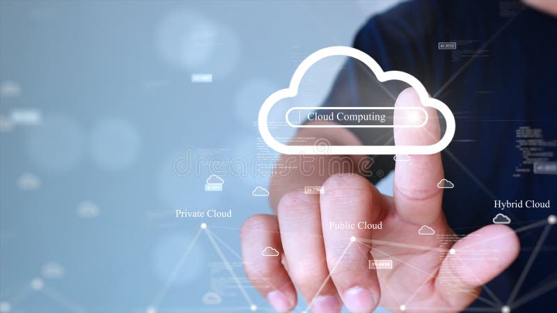 A Man is Searching for Information on Cloud Computing Technology To Use ...