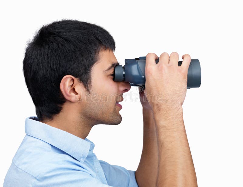 Man Searching for Something with Binoculars Stock Photo - Image of hand ...