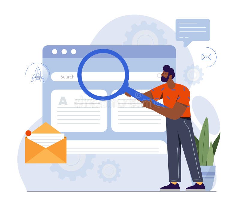 Man with Searching System Vector Stock Vector - Illustration of ...
