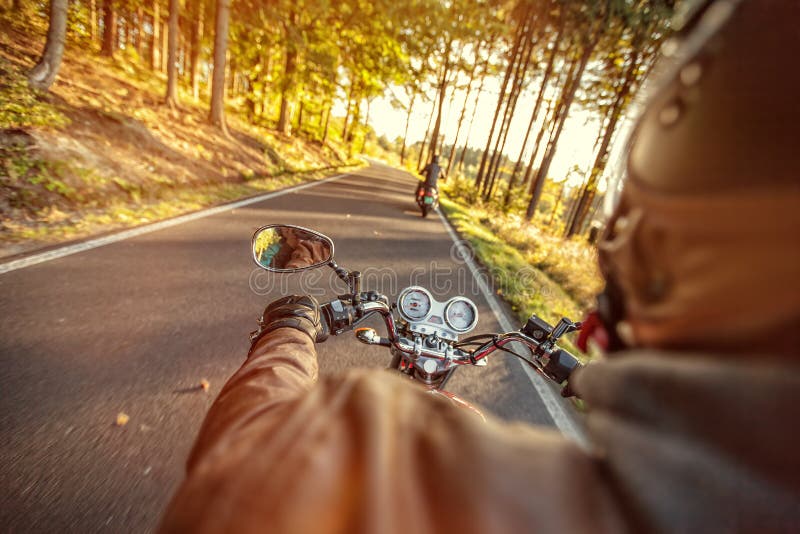 Motorcycle in forest stock image. Image of outdoor, view - 135470017