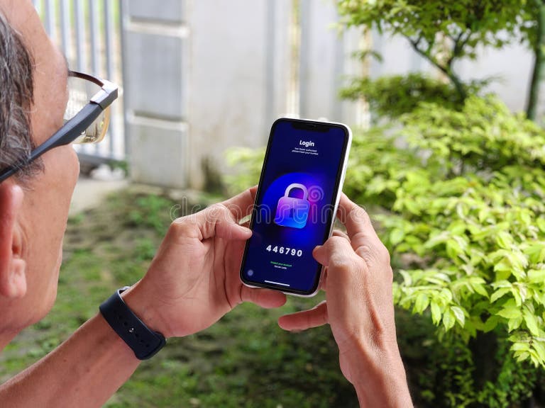 Man Securing His Account with Two-factor Authentication App Stock Image ...