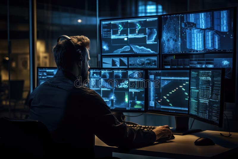A Man is Seen Sitting at a Desk, Focused and Working on a Project Using ...