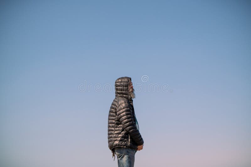 Portrait of Man Seen Against Clear Skyline Stock Image - Image of male ...