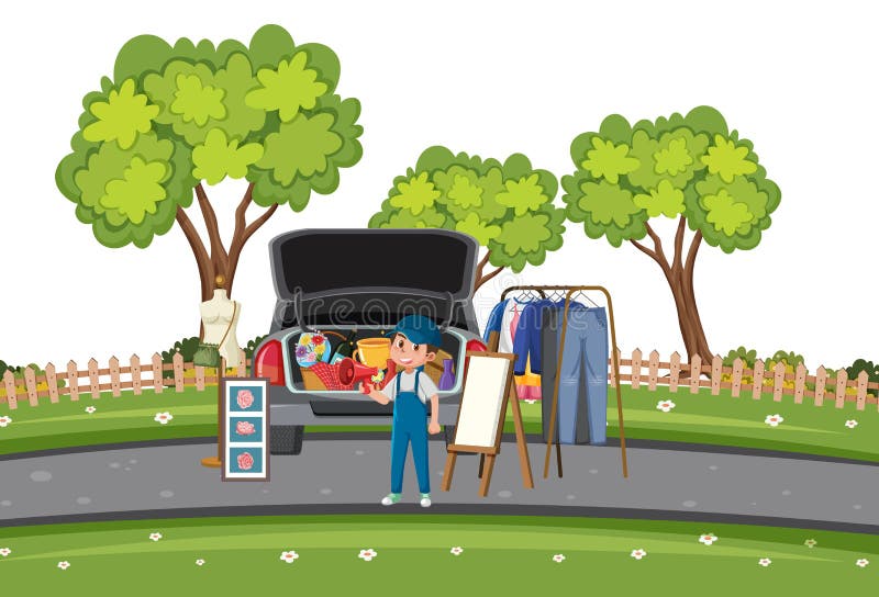 Man Selling Things in the Park Stock Vector - Illustration of cartoon ...