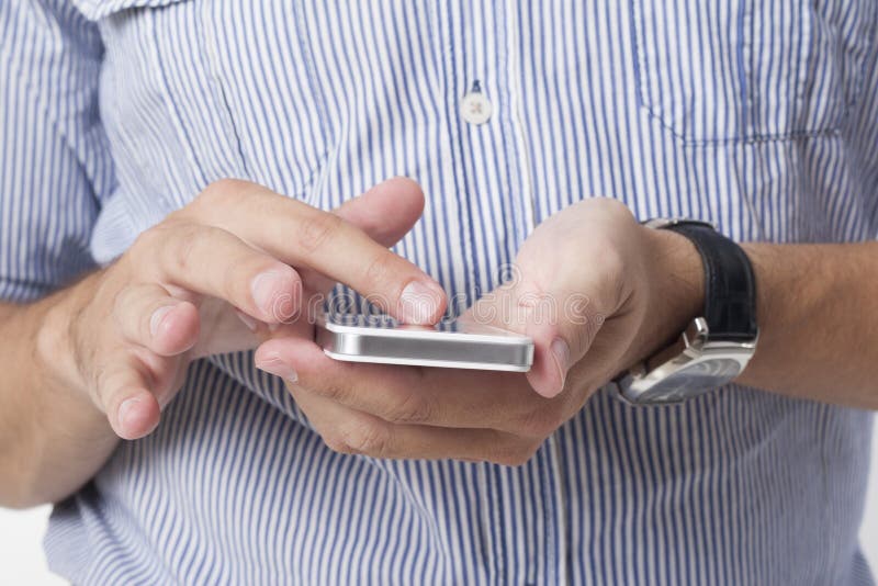 Man send a message stock photo. Image of touch, focus - 33064696
