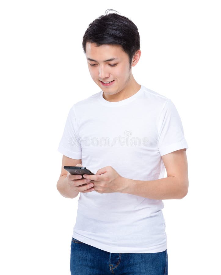 Man Send Message Via Mobile Phone Stock Image - Image of smartphone ...