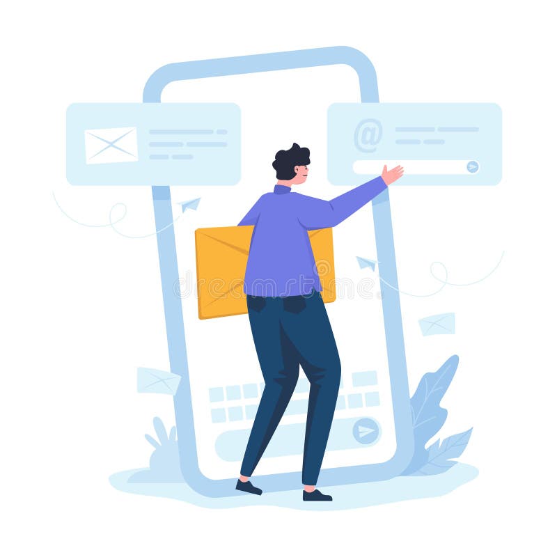 Flat Design Sending Business Email Illustration Stock Vector ...