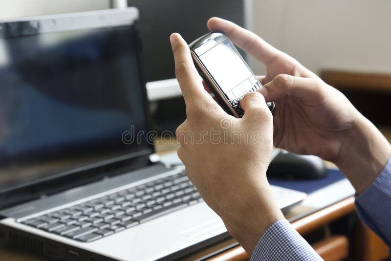 Businessman Receiving A Sms Stock Photo - Image of people, office: 2019060