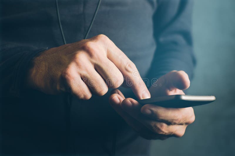 Man Sending E-mail Message Using Smartphone Stock Photo - Image of ...