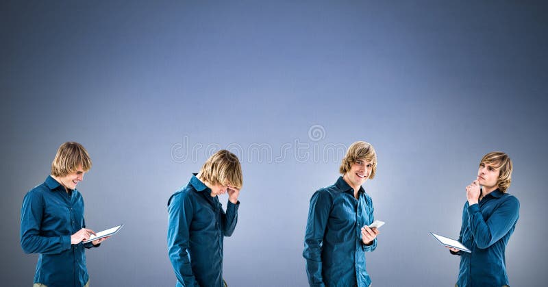 Sequence of a Man Thoughtful, Thinking, Finding Solution Stock Photo ...
