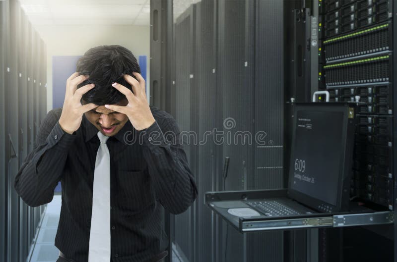 System Fail Situation In Network Server Room Stock Photo - Image of ...