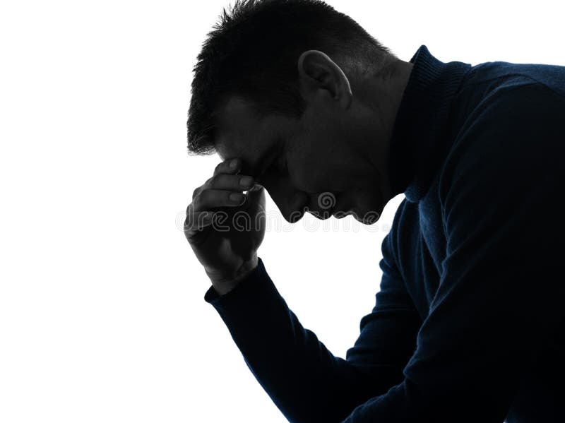Man Serious Thinking Pensive Silhouette Portrait Stock Image - Image of ...