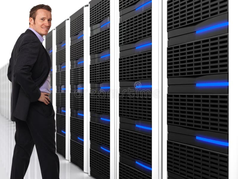 Man and server 3d stock photo. Image of industry, center - 23589594