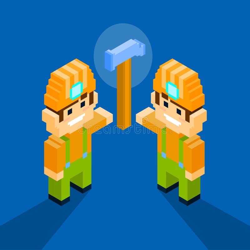 Man Service Worker Technical Support Team Hammer Stock Vector ...