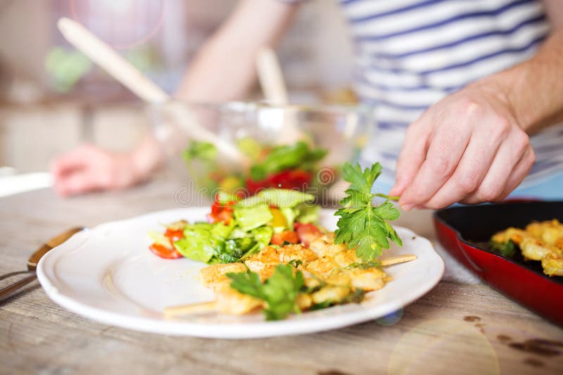 Man serving food stock photo. Image of composition, plate - 58423396