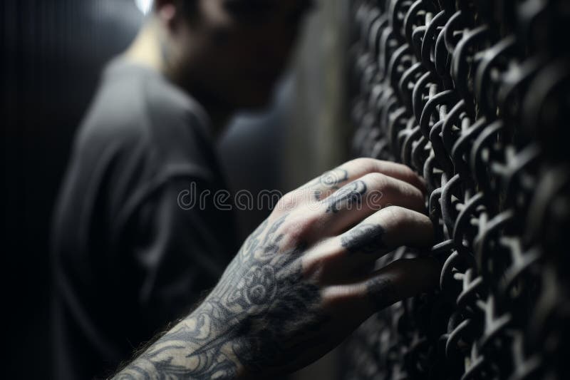 A Man Serving His Time in Prison Behind Bars Stock Illustration - Illustration of cell ...