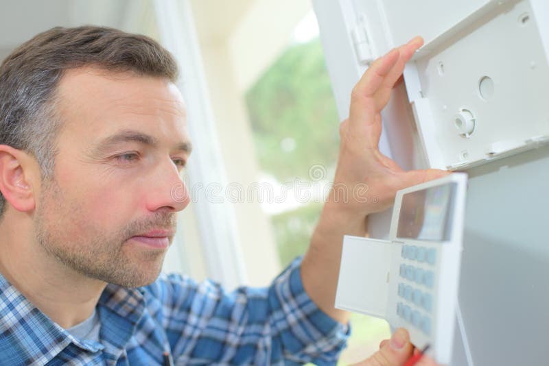 Man Setting Temperature on Control Panel Stock Image - Image of comfort ...