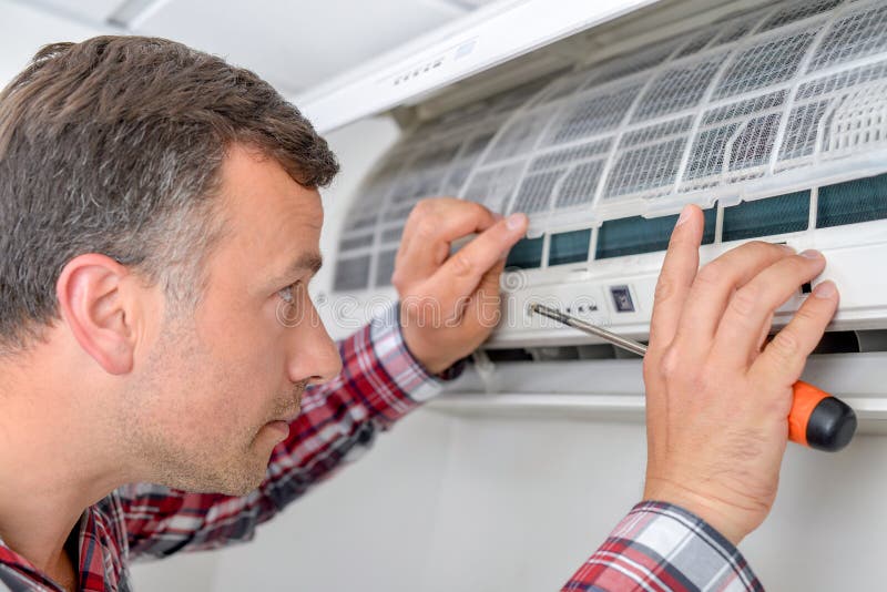 Turning on of Air Conditioning Stock Image - Image of concept, filter ...