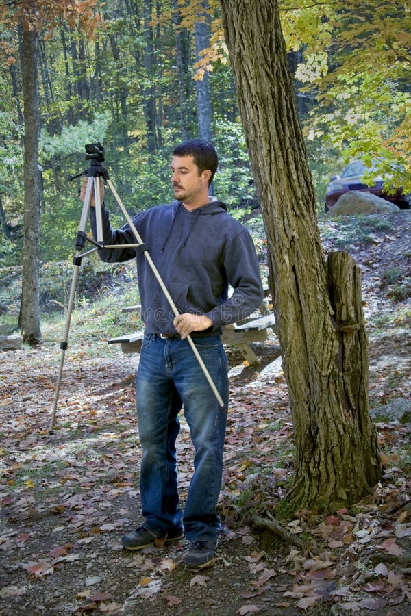 Man Setting Up for Nature Photography Shot Stock Image - Image of ...