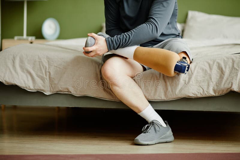 Man Setting Up Prosthetic Leg Stock Image - Image of prosthetic ...
