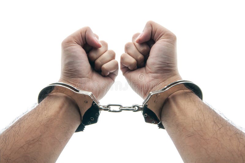 Man In Shackles On White Background Stock Image - Image of legal ...