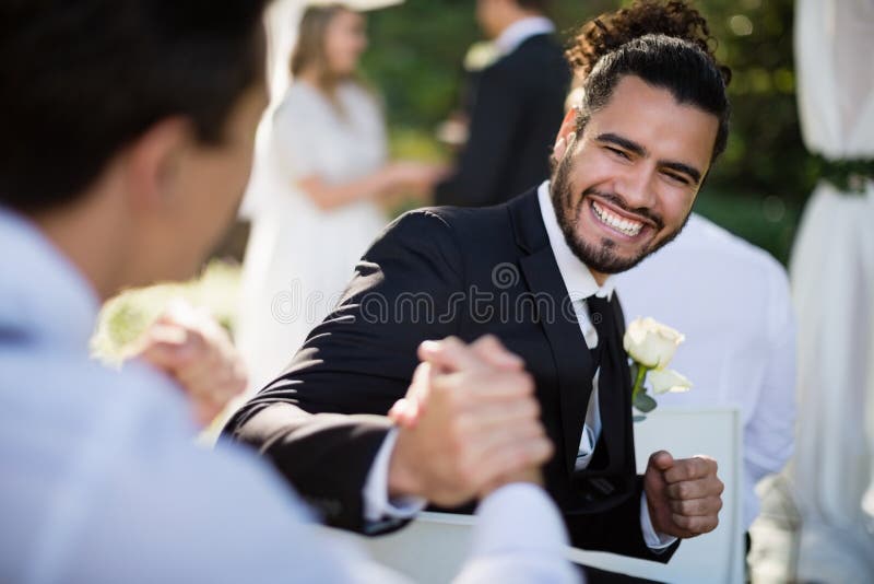 Man Shaking Hand with Waiter during Wedding Stock Image - Image of ...