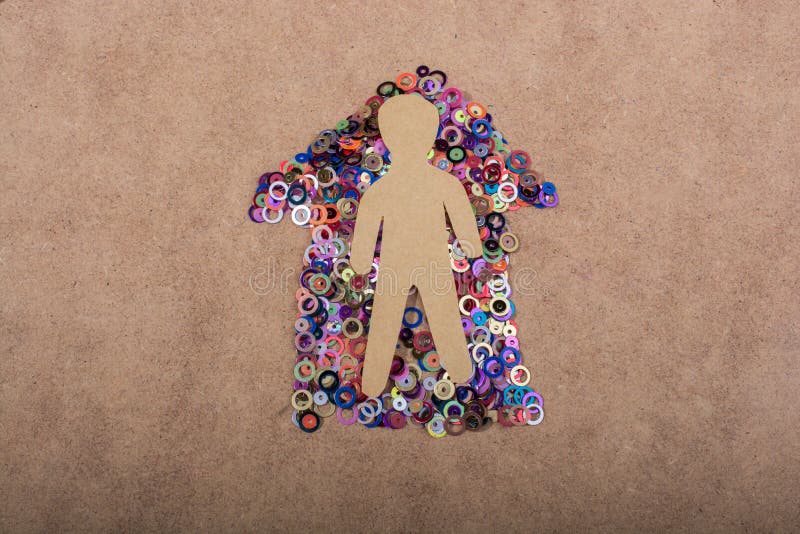 Man Shape Cut Out of Paper on Arrow Sign Stock Photo - Image of arrow ...