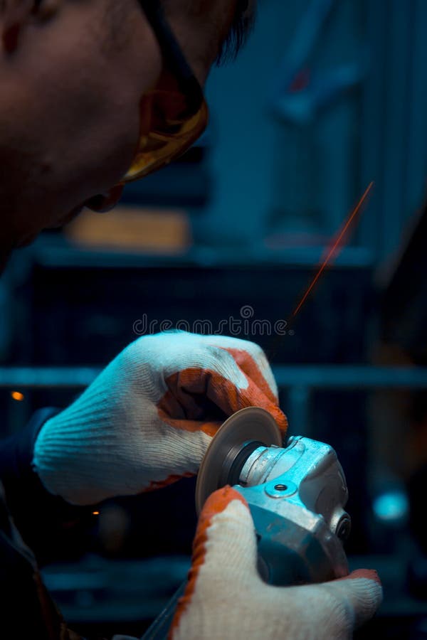 Locksmith Man in Gloves and Yellow Glasses at Work Stock Image - Image ...