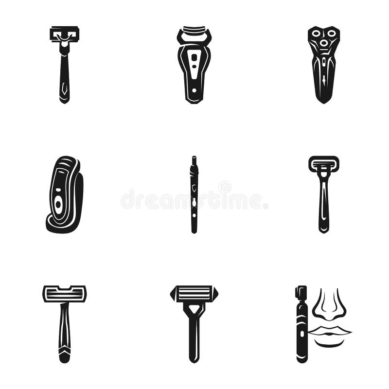 Man Shaver Icon Set, Simple Style Stock Vector - Illustration of cutter ...