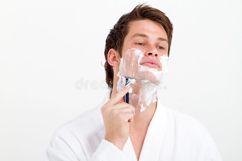 Man shaving stock image. Image of caucasian, cream, healthy - 16033401