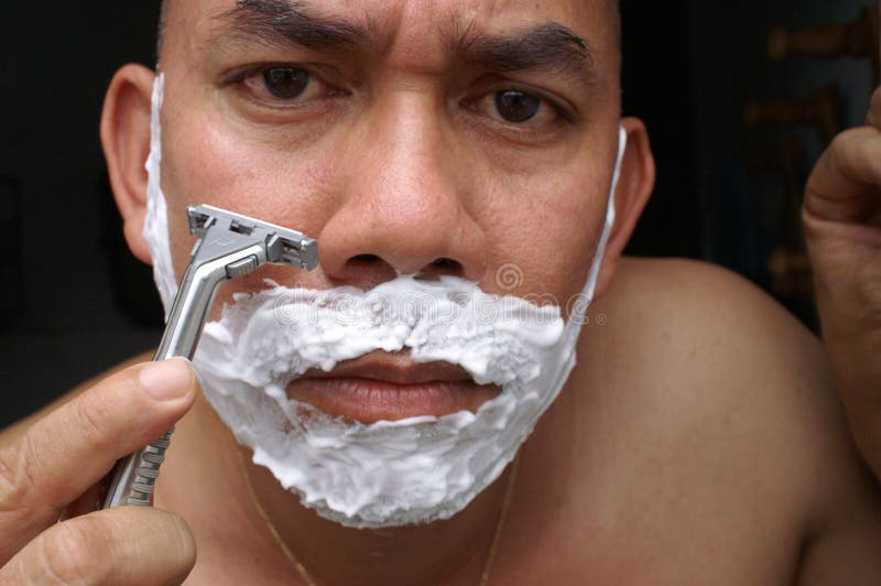 Man shaving stock image. Image of hair, thai, white, moustache - 5413317