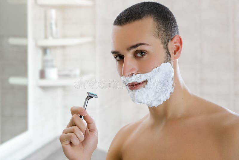 Man shaving stock photo. Image of beard, hair, caucasian - 7154138
