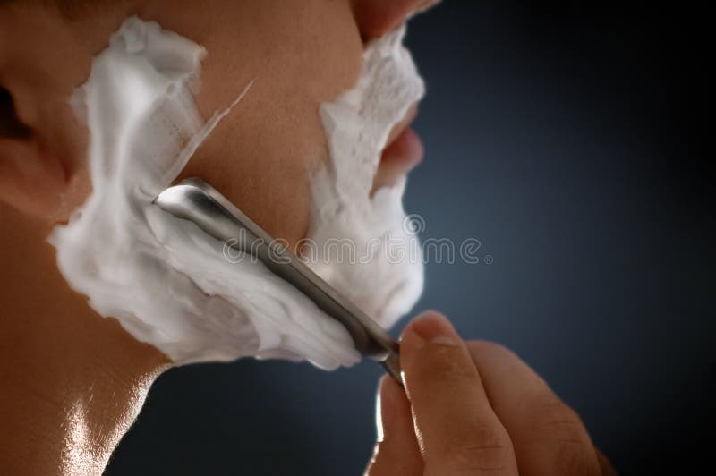 A man shaving face stock photo. Image of clean, cheek - 8674930