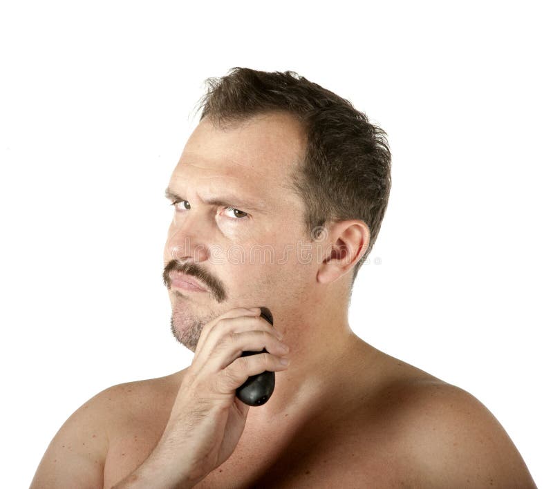 Man Shaving Face with Electric Razor Stock Image - Image of human ...