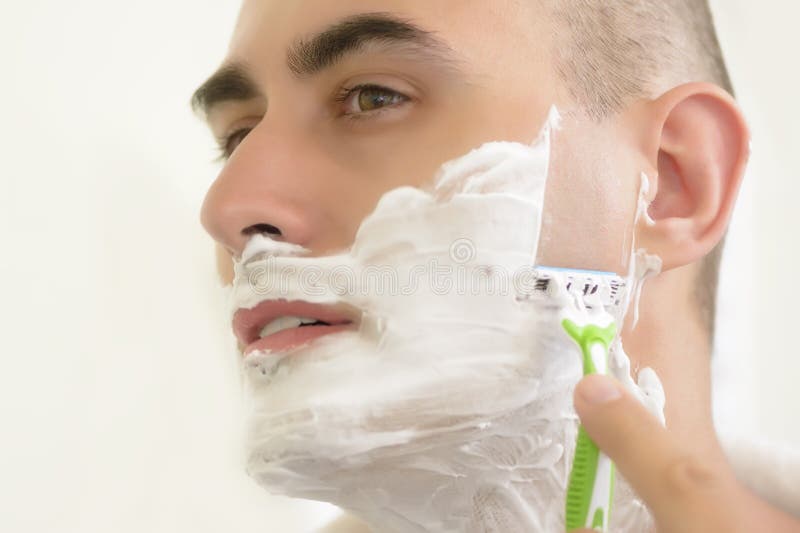 Man Shaving stock image. Image of foam, cutters, lifestyle - 71089653
