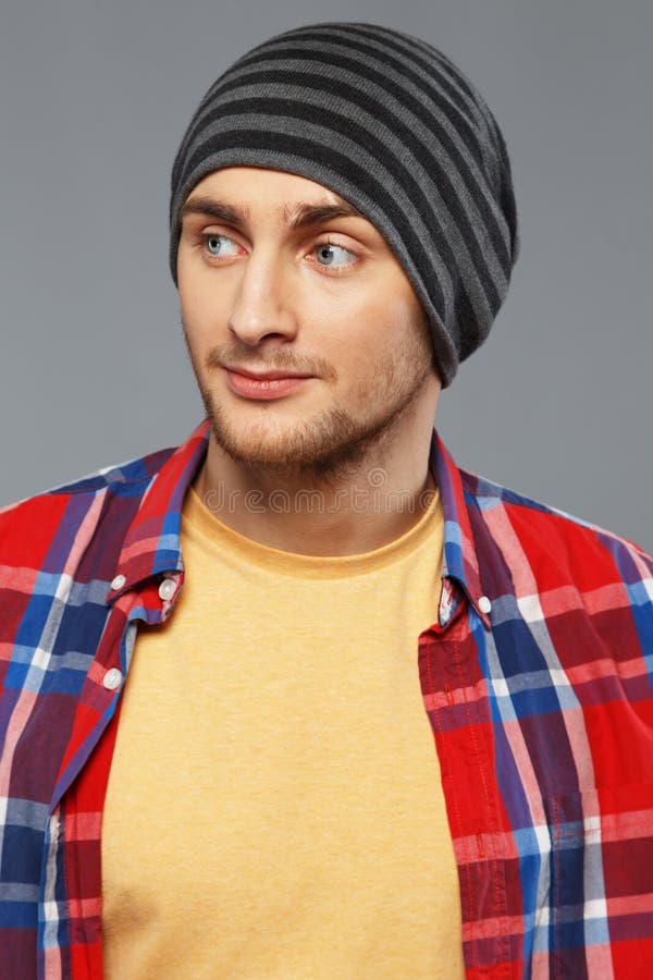 Man in shirt and hat stock image. Image of casual, handsome - 37843453