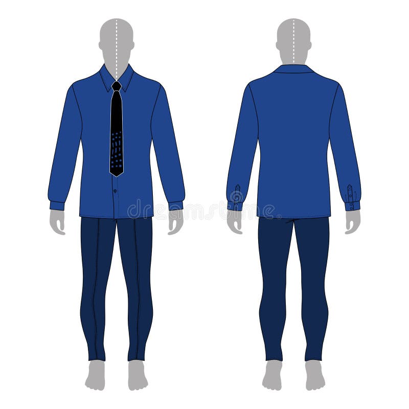 Blue Man S Jeans Front Back Side Views Stock Vector Illustration