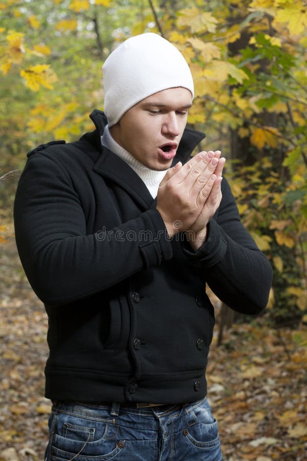 Man Shivering in Cold Winter Stock Image - Image of autumn, jacket ...
