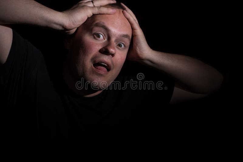 Man in shock stock image. Image of studio, hair, black - 54992285