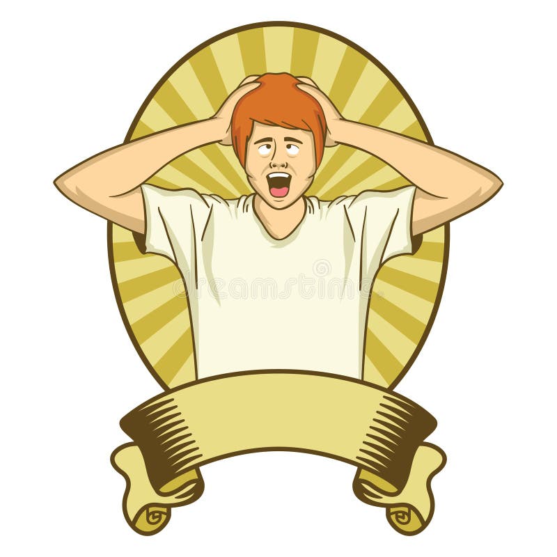 Man in Shock Vintage Label. Vector Illustration Decorative Design Stock ...