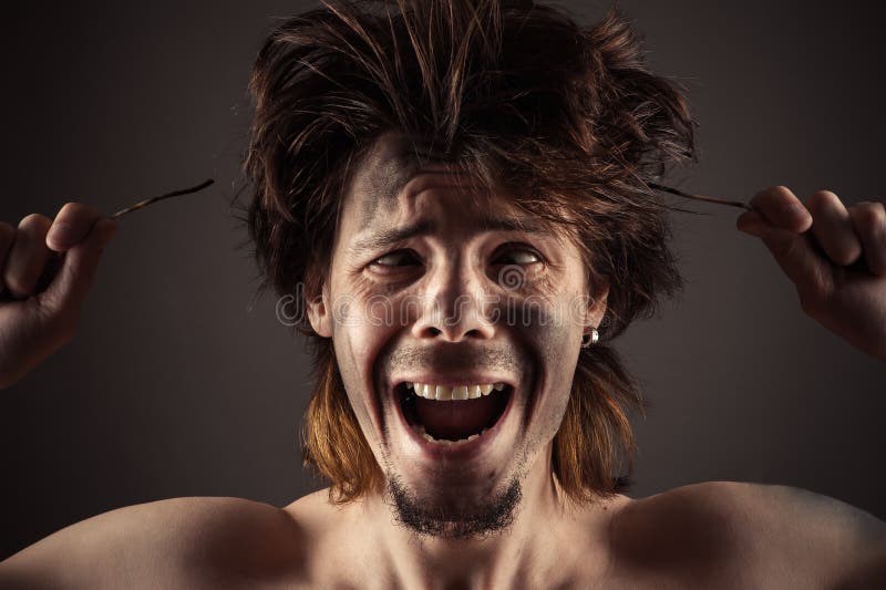 Man Shocked by the Action of Electricity Stock Photo - Image of male ...