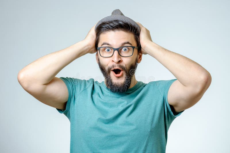 Man with Shocked, Amazed Expression Stock Photo - Image of cheerful ...