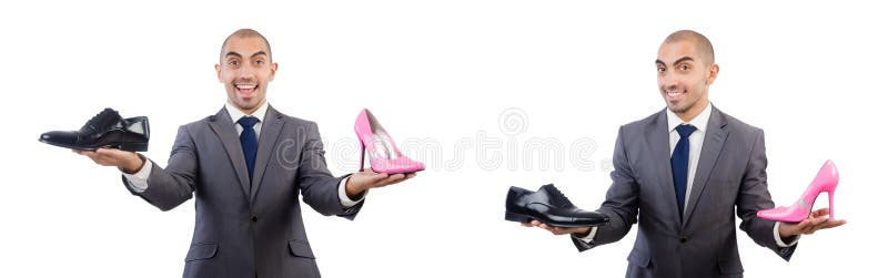 The Man with Shoes Isolated on White Stock Photo - Image of isolated ...