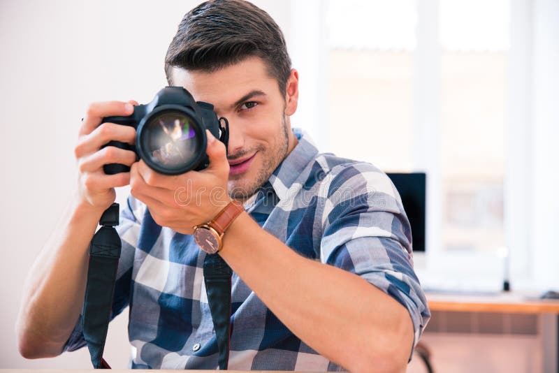Man Shooting with Photo Camera Stock Photo - Image of hobby, camera ...