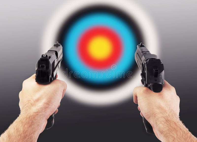 Man shooting with two guns stock image. Image of accuracy - 55070617
