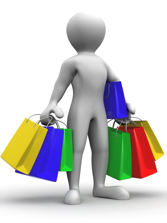 Man with shopping bags stock illustration. Illustration of packet - 7261508