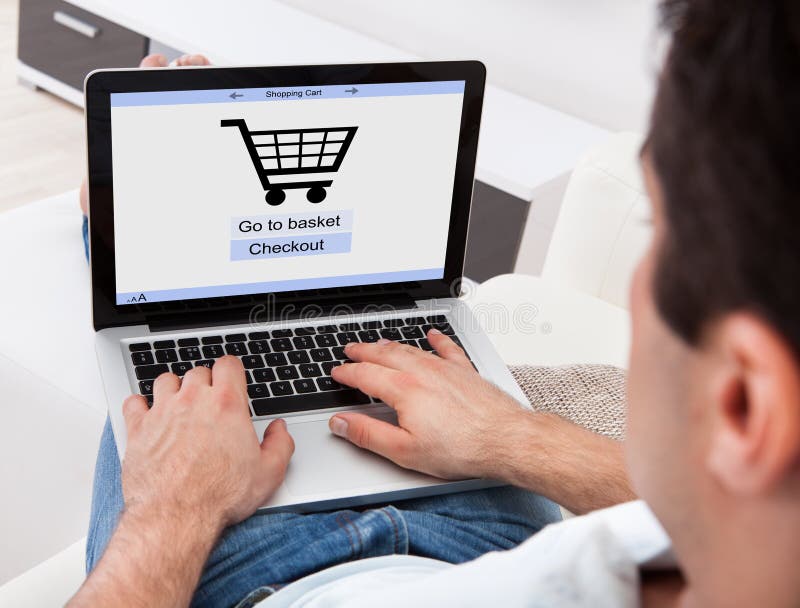 Man shopping online stock photo. Image of game, cart - 40190836