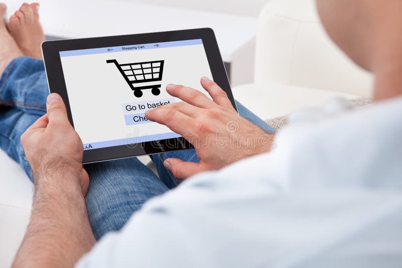 Man shopping online stock image. Image of person, commercial - 40190841